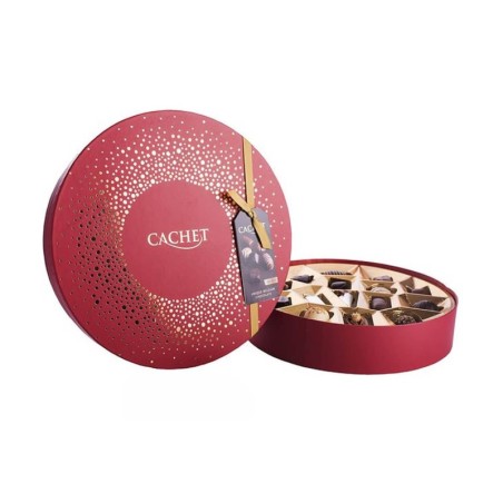 CACHET ROUND BOX RED PRALINY 200G - Super Alkohole